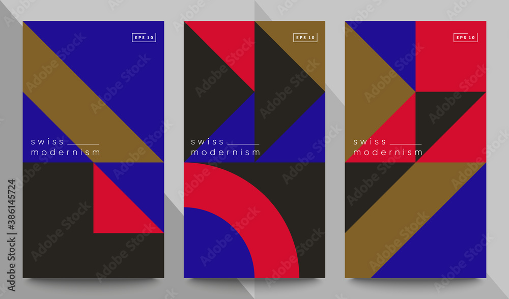 Swiss modernism banners set. Minimal graphic design. Simple geometric ...