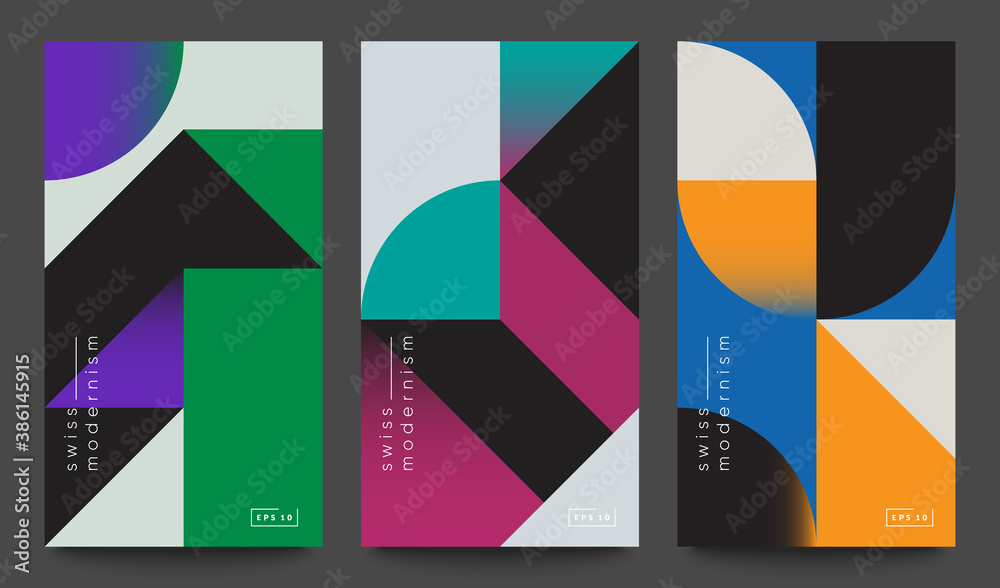 Swiss modernism banners set. Minimal graphic design. Simple geometric ...
