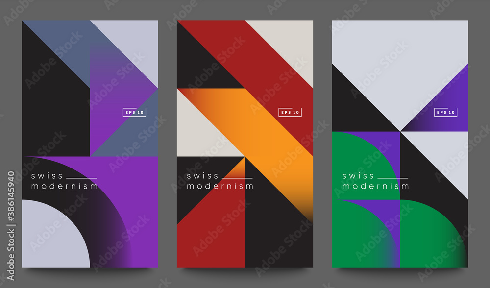 Swiss modernism banners set. Minimal graphic design. Simple geometric ...