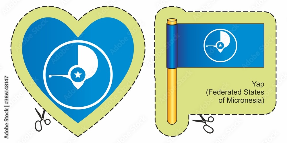 Flag of Yap State. Federated States of Micronesia. Vector cut sign here ...