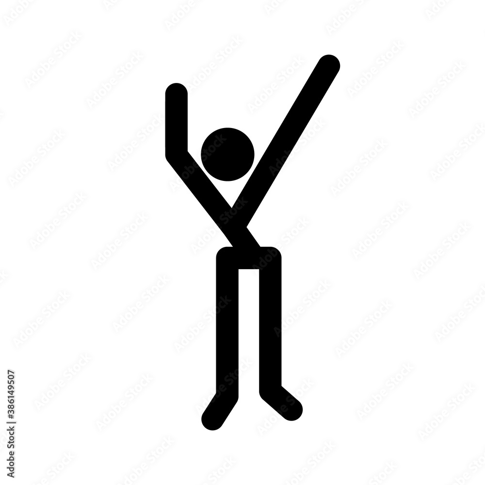 Stick man, dynamic position icon. Figures, standing posture symbol ...