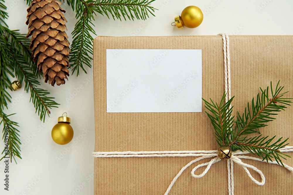 Rectangle Christmas gift , thank you card, name card sticker mockup ...