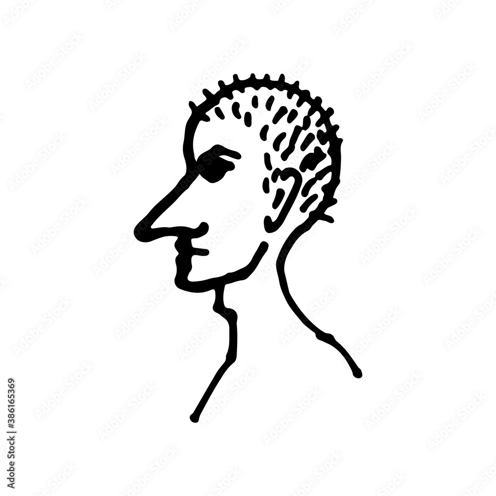Half face silhouette. Vector hand drawn ink illustration. People's head ...