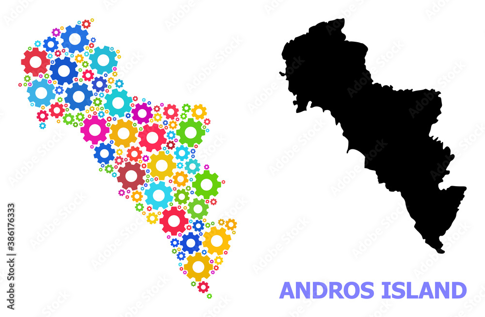 Vector composition map of Greece - Andros Island combined for mechanics ...