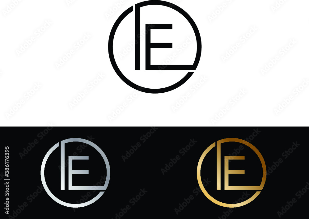 IE Circular Letter Logo with Circle Design and Black red gold color ...