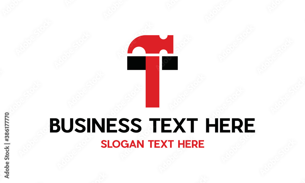 Letter T with with hammer renovation, building services, repair ...