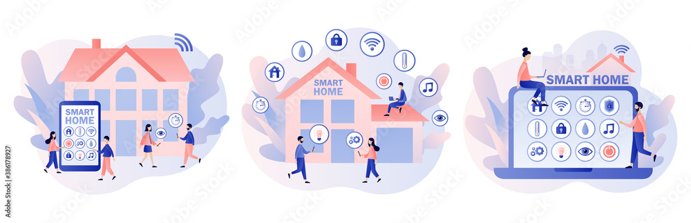 Smart home. Tiny people control of lighting, heating, ventilation and ...