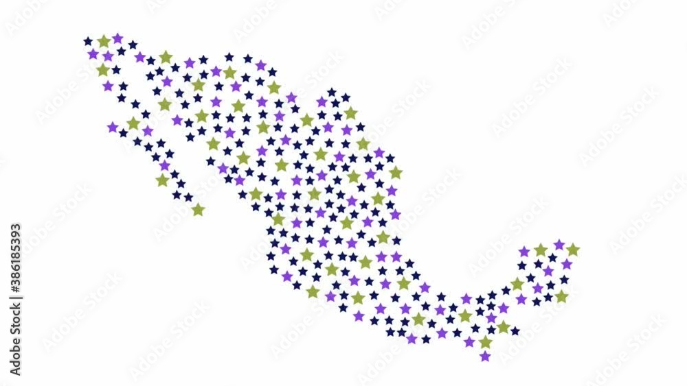 Mexico map background with colored stars of different sizes video Stock ...