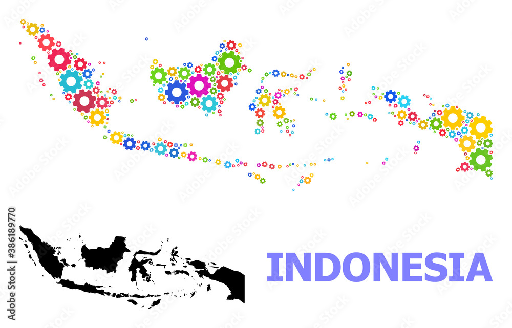 Vector mosaic map of Indonesia organized for workshops. Mosaic map of ...