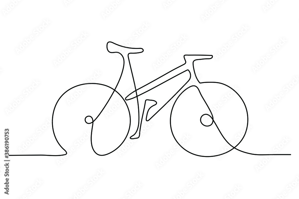 One Line Drawing or Continuous Line Art of classic bicycle vector ...