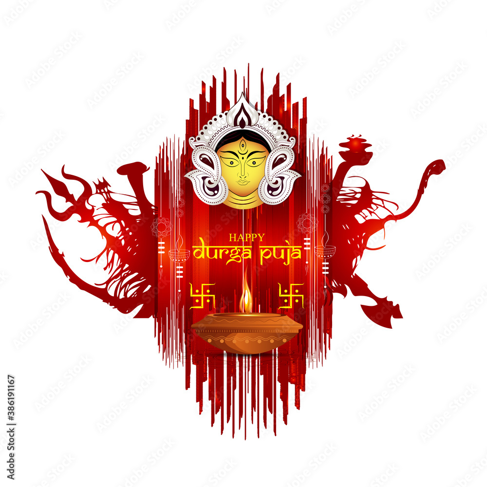 Innovative abstract golden style Maa Durga design illustration.-Durga ...