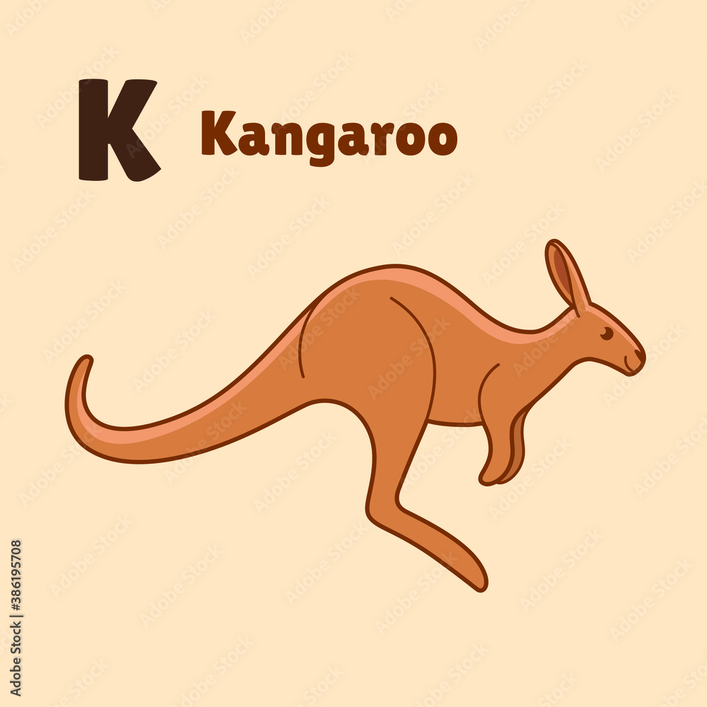 Cartoon kangaroo, cute character for children. Vector illustration in ...