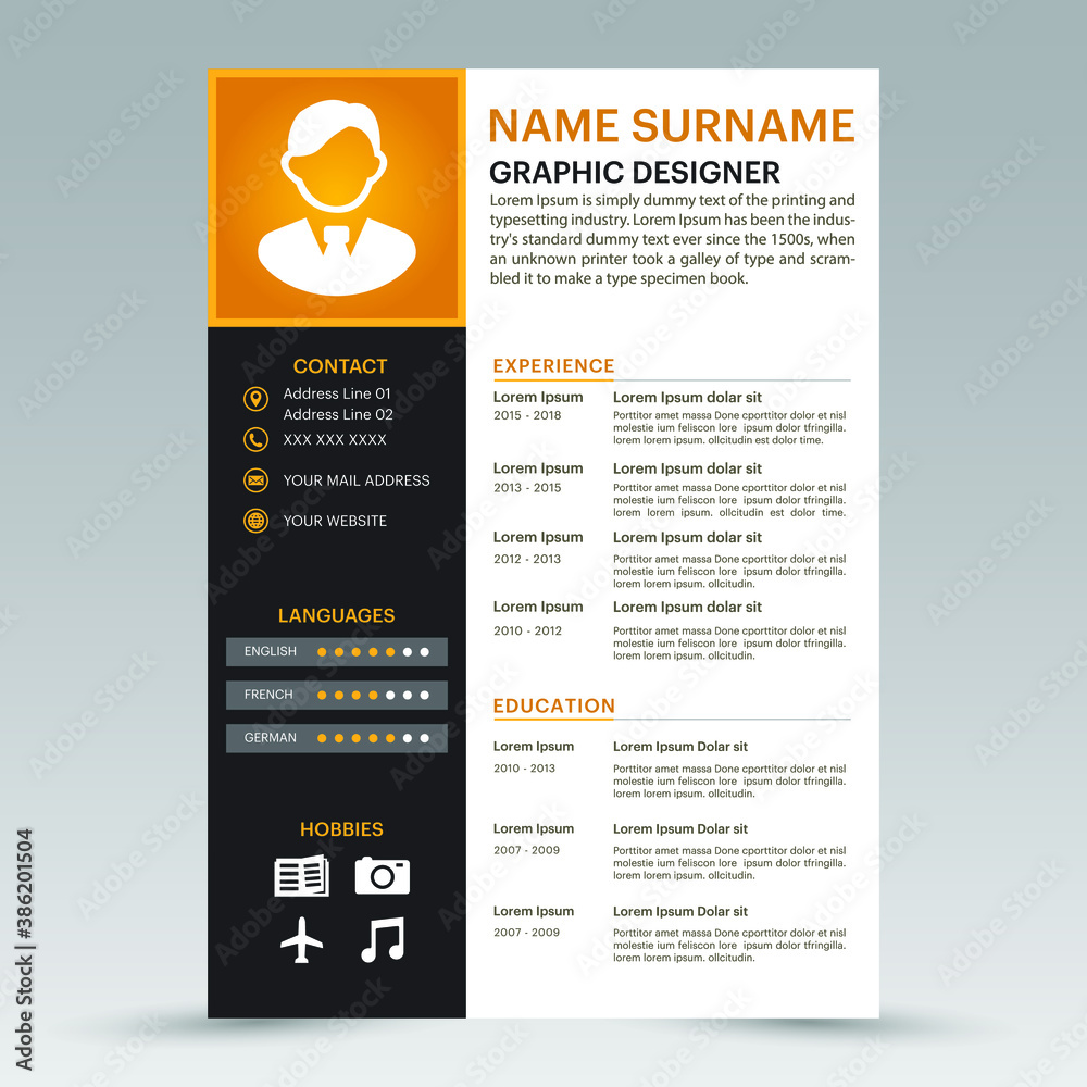 A4 size beautiful CV / Resume template - elegant stylish design ...