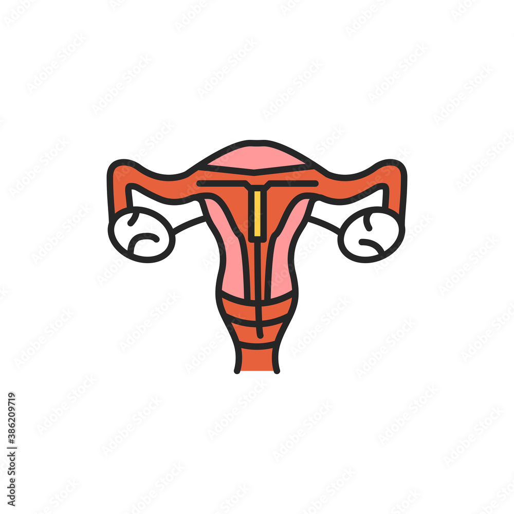 Contraceptive spiral color line icon. Intrauterine device. Birth ...