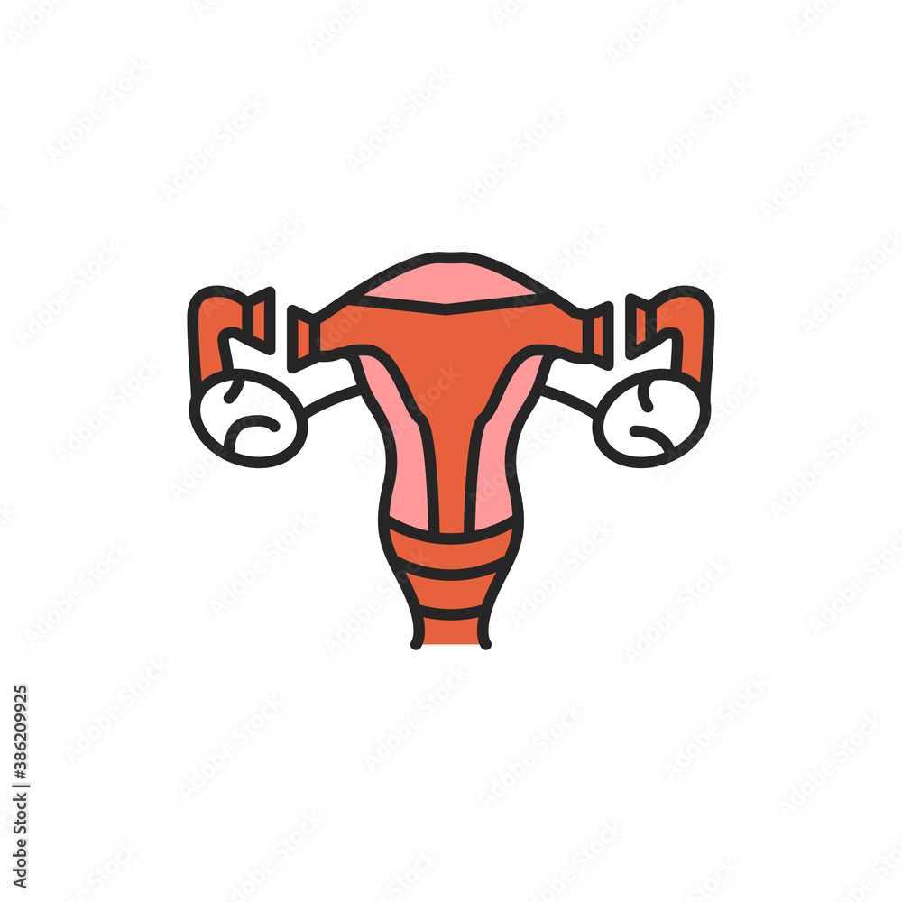 Female sterilization color line icon. Tubal ligation. Permanent ...