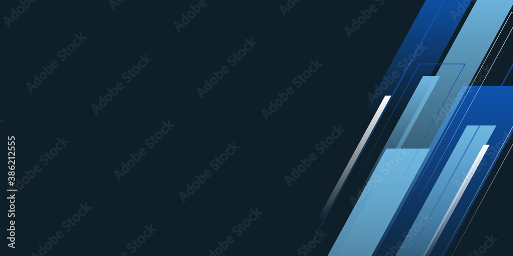 Abstract dark blue technology web header banner. Vector geometric ...