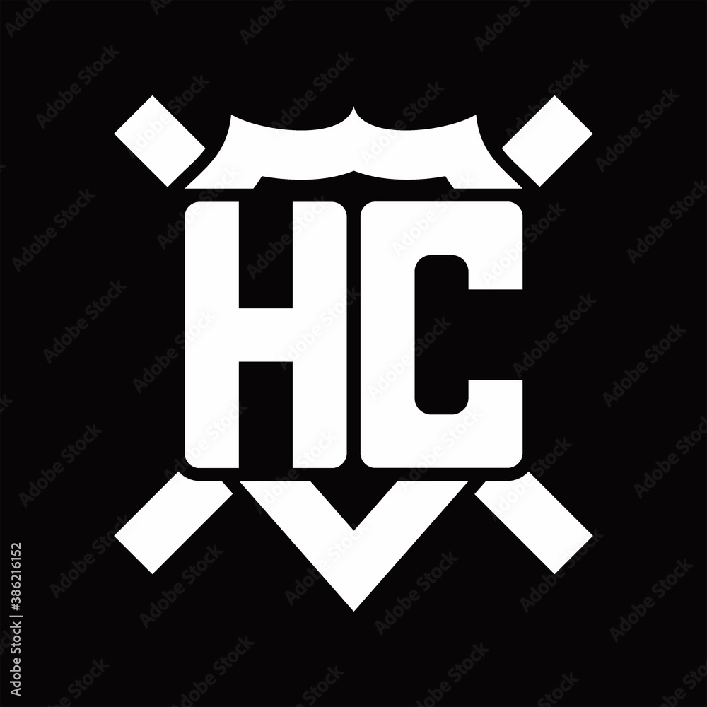 HC Logo monogram isolated on shield shape with rounded line Stock ...