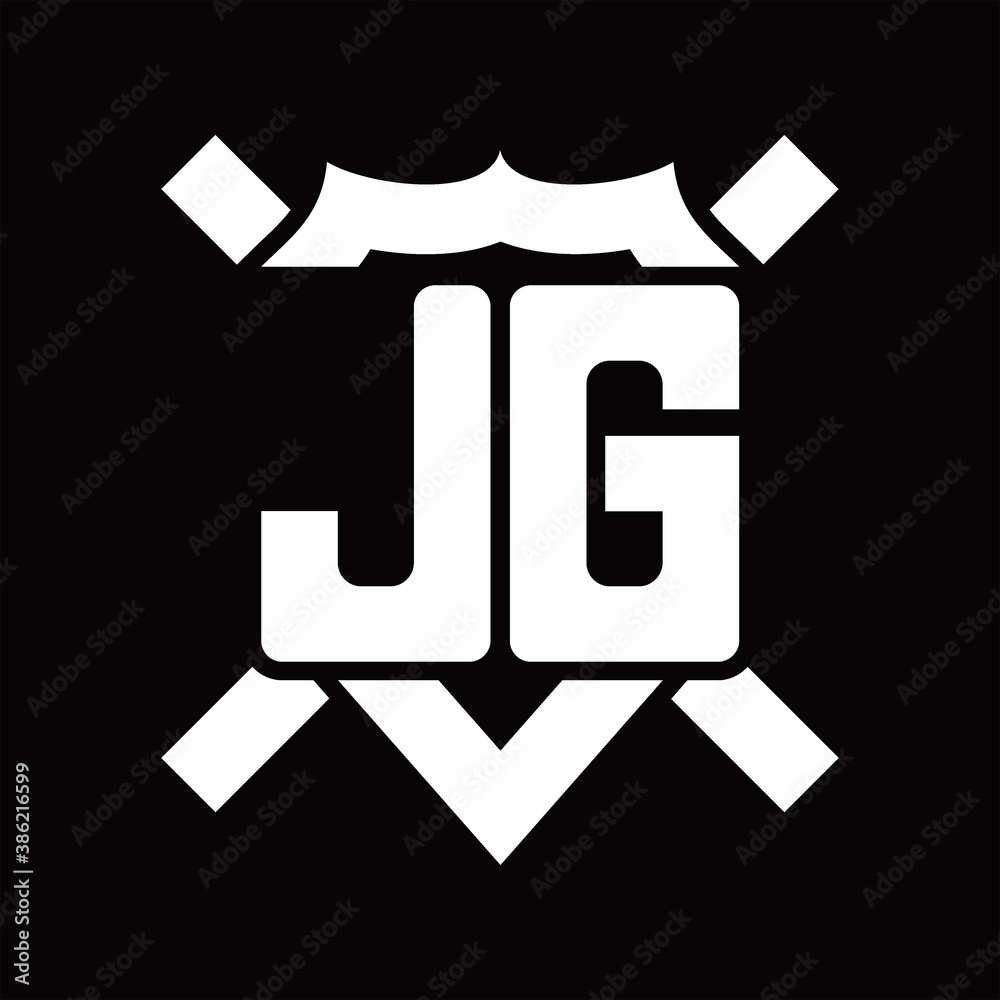 JG Logo monogram isolated on shield shape with rounded line Stock ...