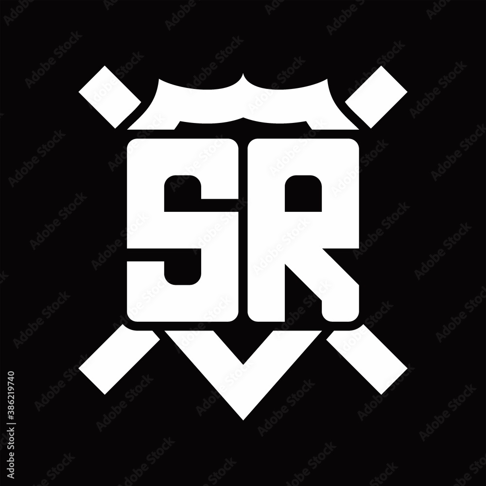 SR Logo monogram isolated on shield shape with rounded line Stock ...