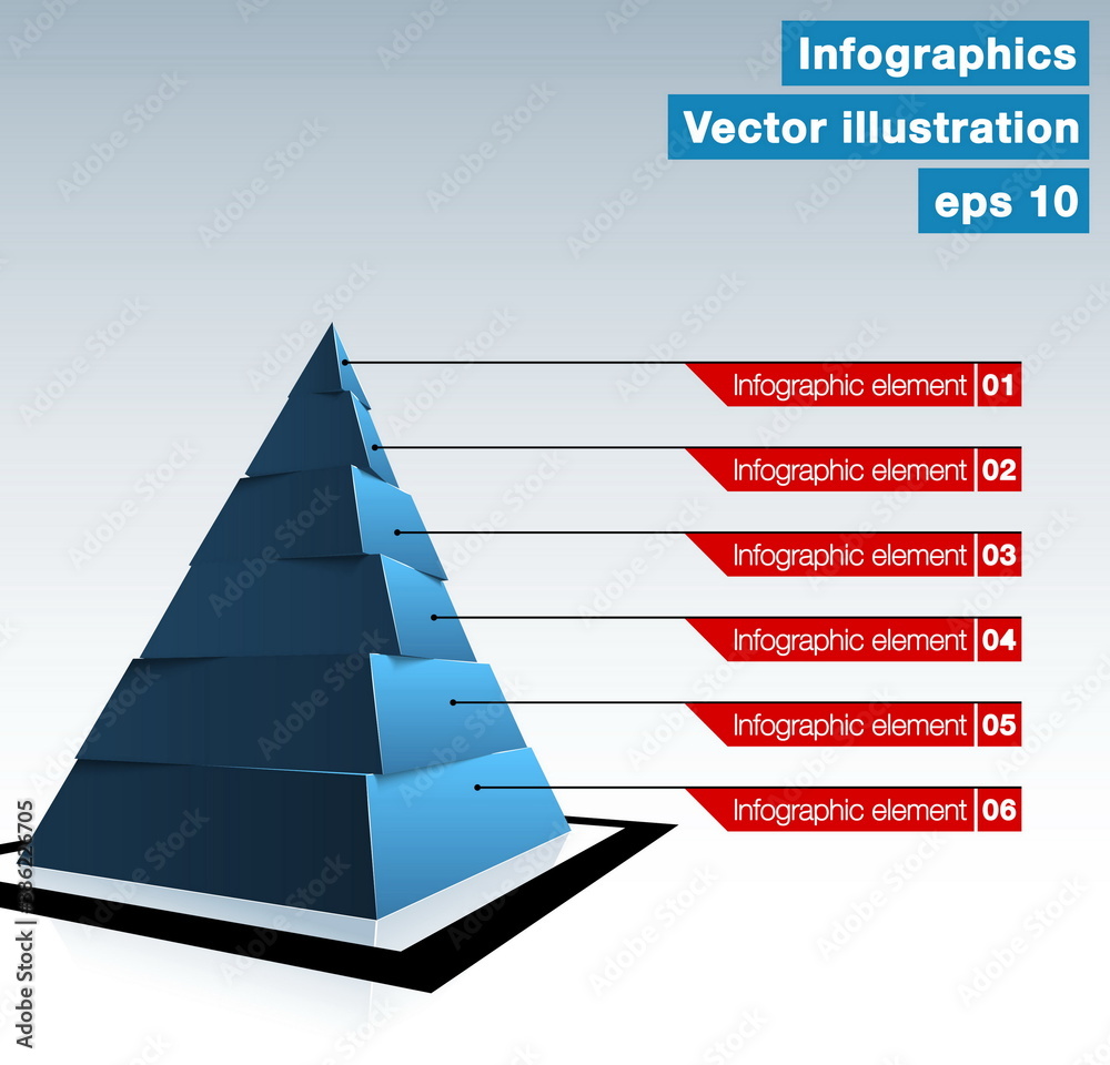 realistic Vector illustration of business infographics of pyramid. The ...