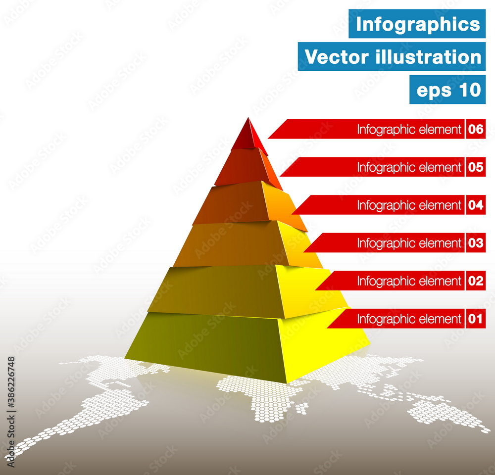 realistic Vector illustration of business infographics of pyramid. The ...