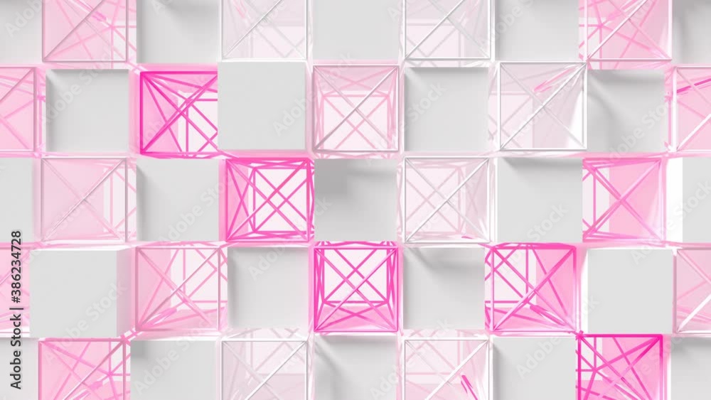 Cube Wire Structure Loop 1 Pink x White: structural array of vibrant ...