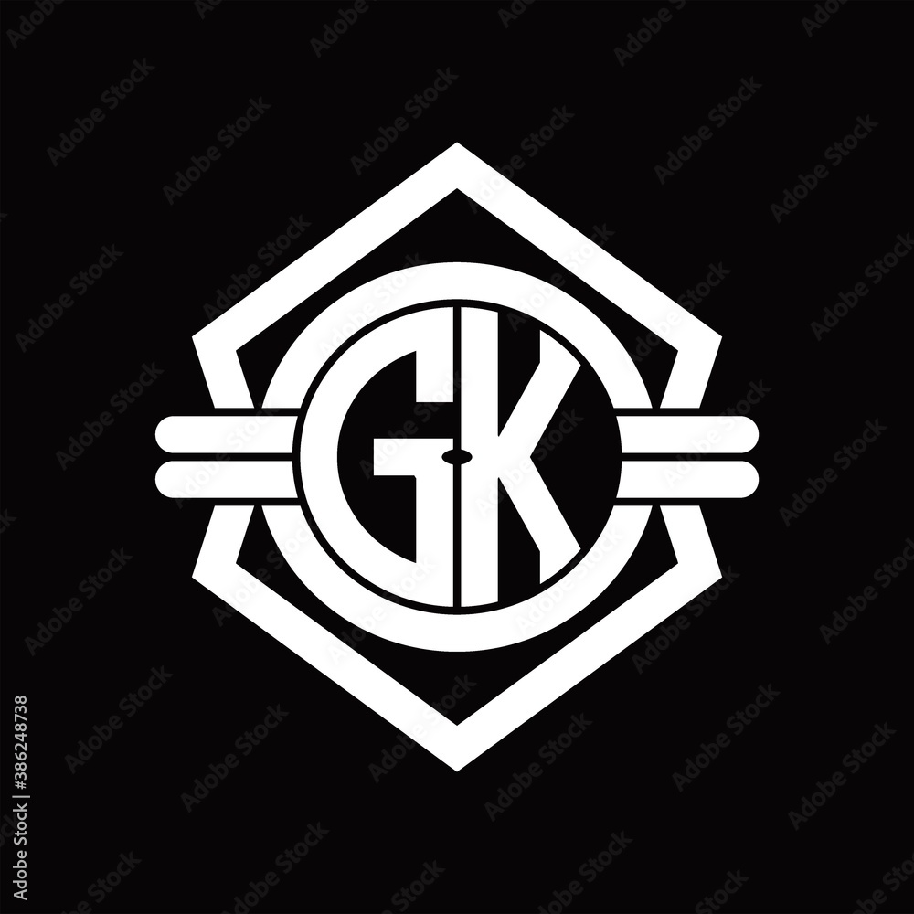 GK logo monogram with circle shape isolated hexagon emblem rounded ...