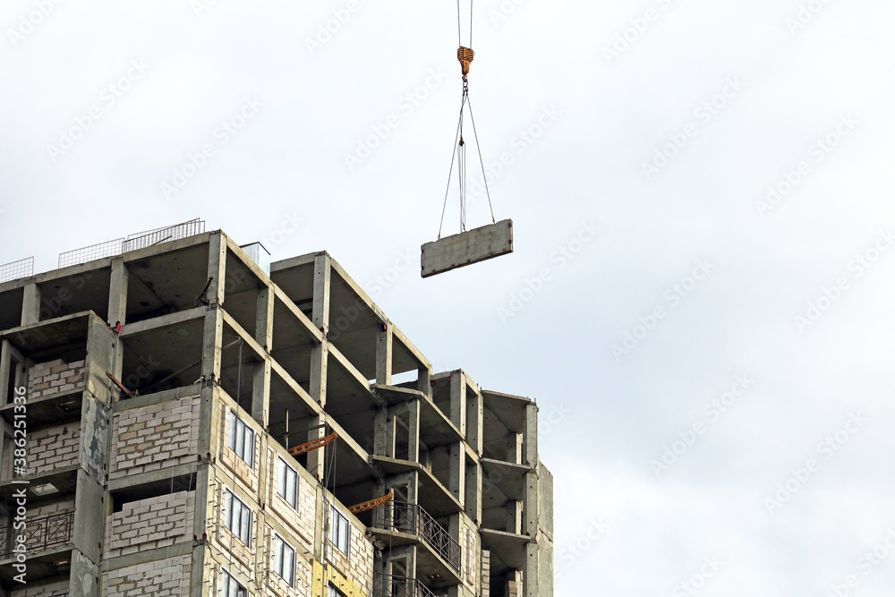 installation of reinforced concrete slabs during the construction of a ...