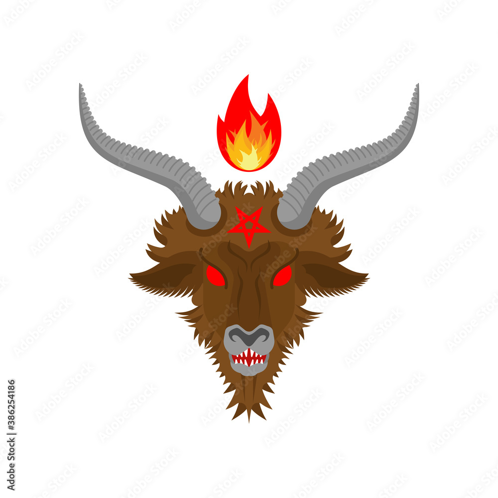 Baphomet goat head. Satanic symbol. Satan with Demon. Devil symbol ...