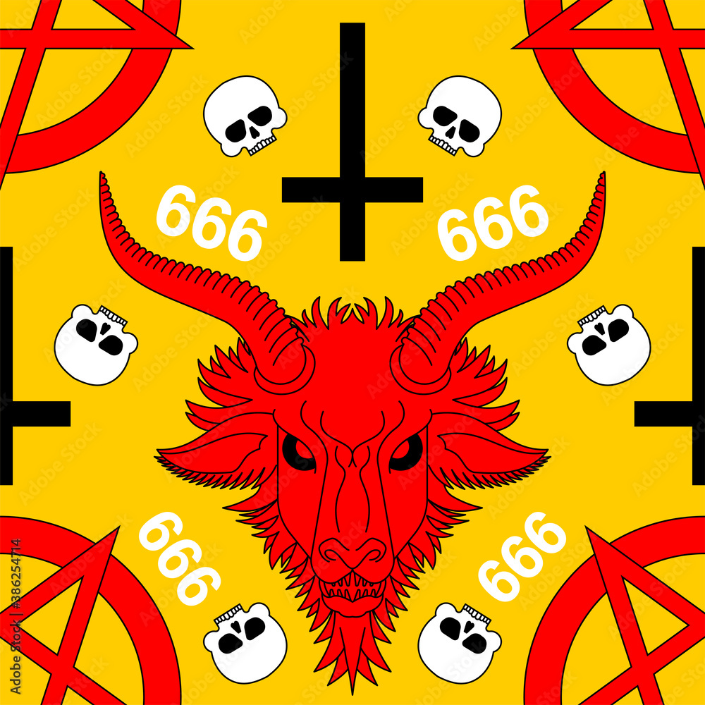 Baphomet Demon pattern seamless. Satanic background. Satan with goat ...
