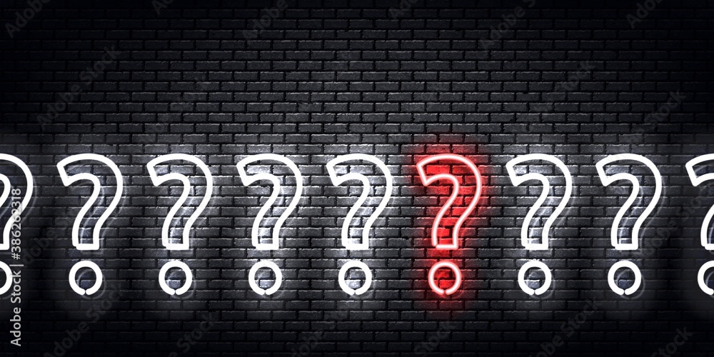 Vector realistic isolated neon sign of Question flyer for template ...
