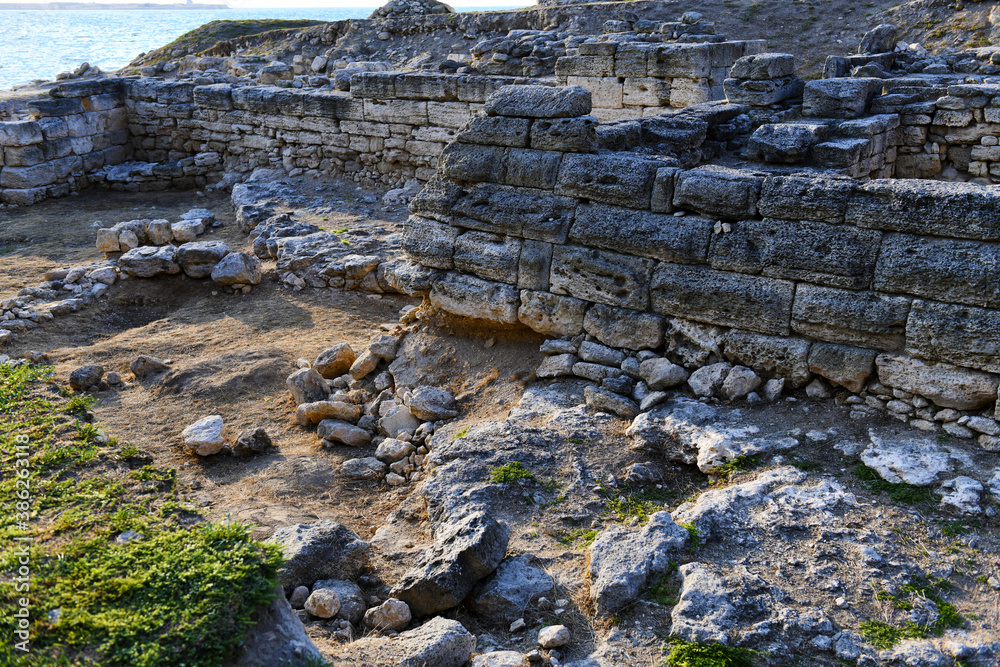Archaeological excavations. Kalos Limen (ancient Greek Κᾰλός Λῐμήν) is ...