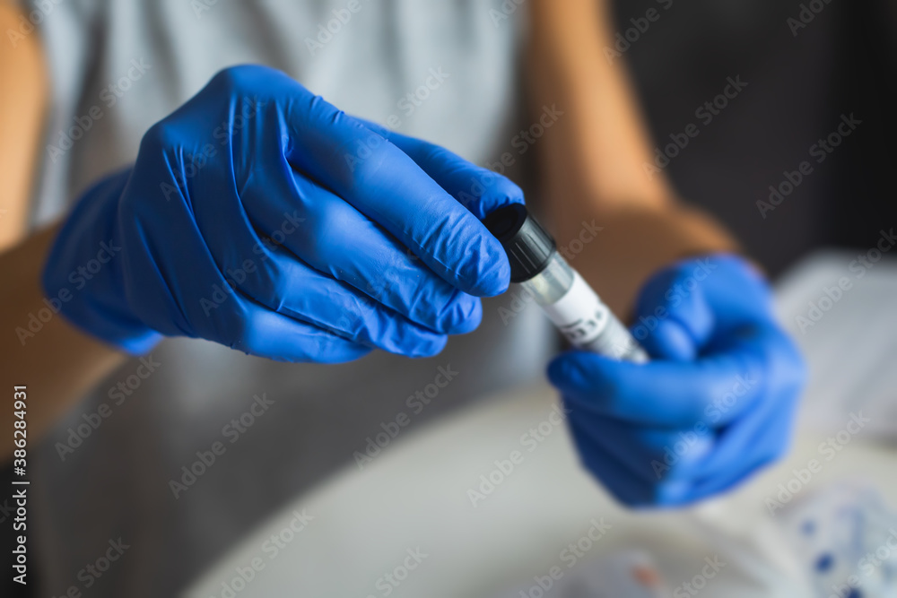 Process of coronavirus testing examination at home, COVID-19 swab ...