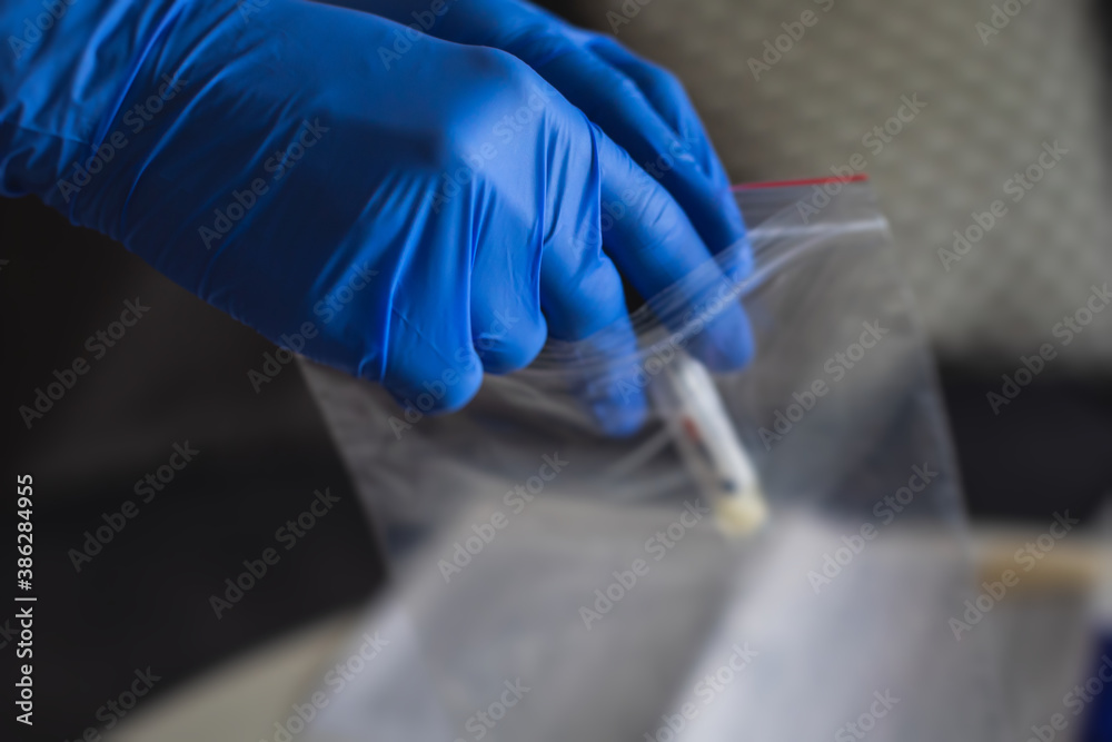 Process of coronavirus testing examination at home, COVID-19 swab ...