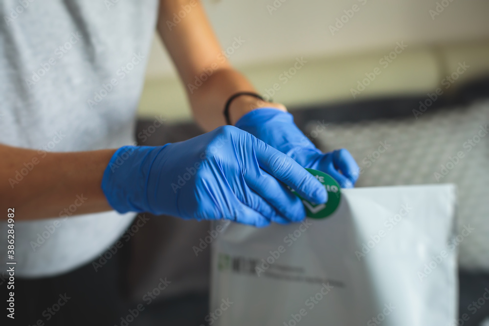 Process of coronavirus testing examination at home, COVID-19 swab ...