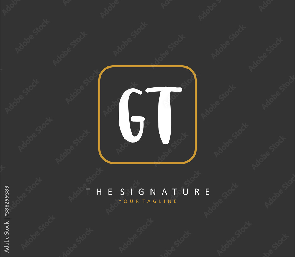 G T GT Initial letter handwriting and signature logo. A concept ...