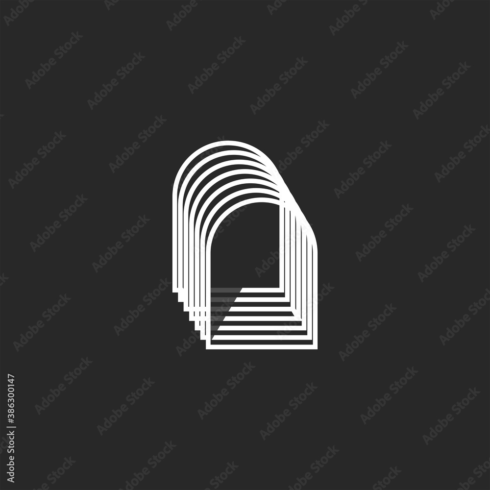 Door logo isometric shape, abstract doorway gate symbol, creative ...