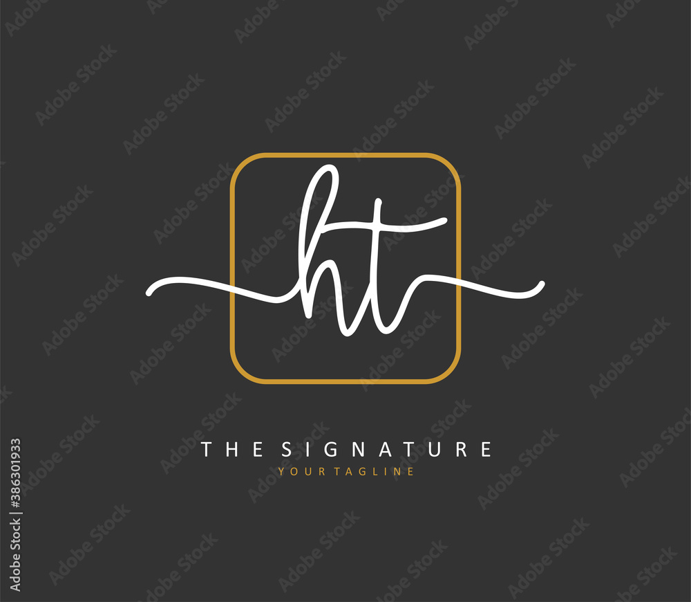 H T HT Initial letter handwriting and signature logo. A concept ...
