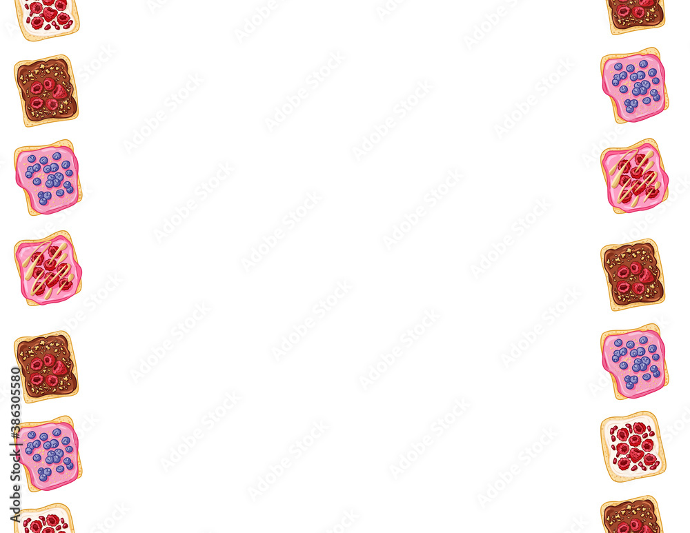 Toast bread sandwiches comic style seamless border pattern. Sandwiches ...