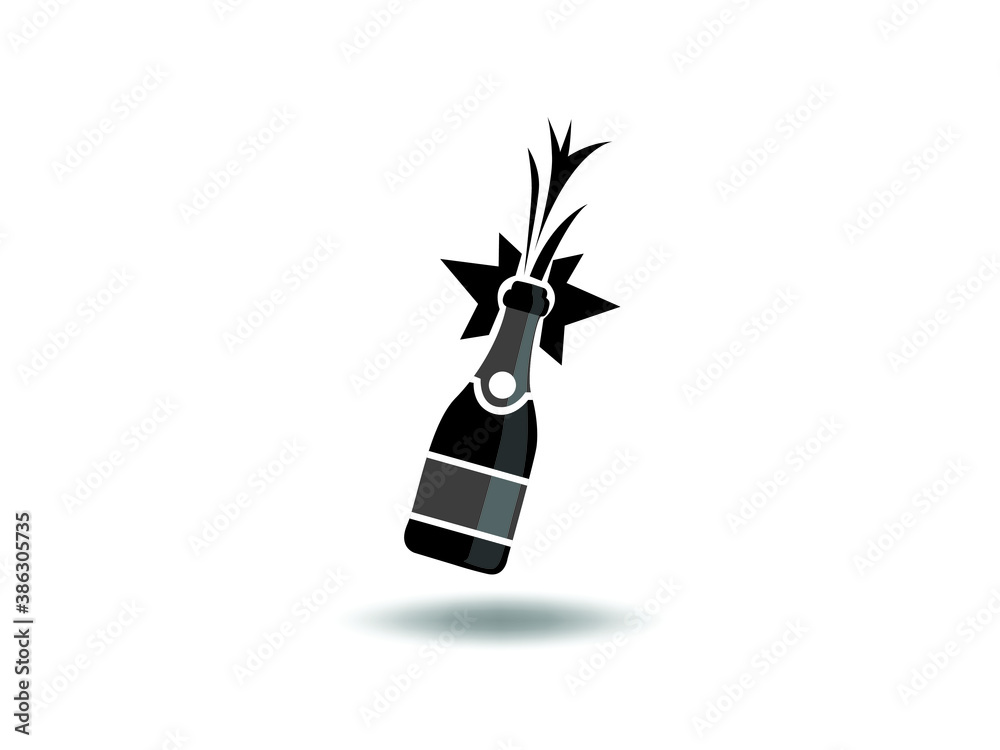 Champagne Bottle icon Vector illustration. Champagne explosion symbol ...