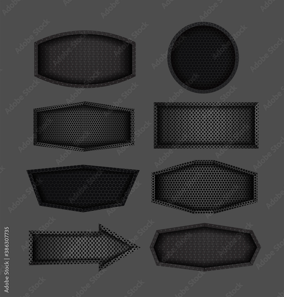 Modern dark black metal steel sign board label plate carbon fiber ...