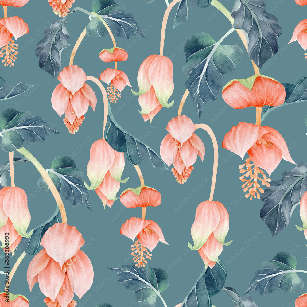 seamless watercolor illustration background mix colorful floral flower ...