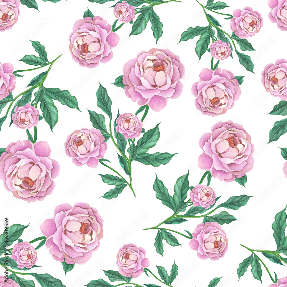 seamless watercolor illustration background mix colorful floral flower ...