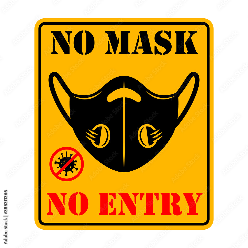 No mask no entry. Emblem with medical mask. Design element for emblem ...