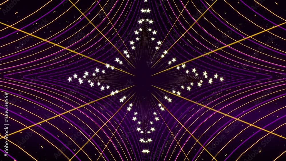 Abstract Violet moving background loop, futuristic star tunnel style ...