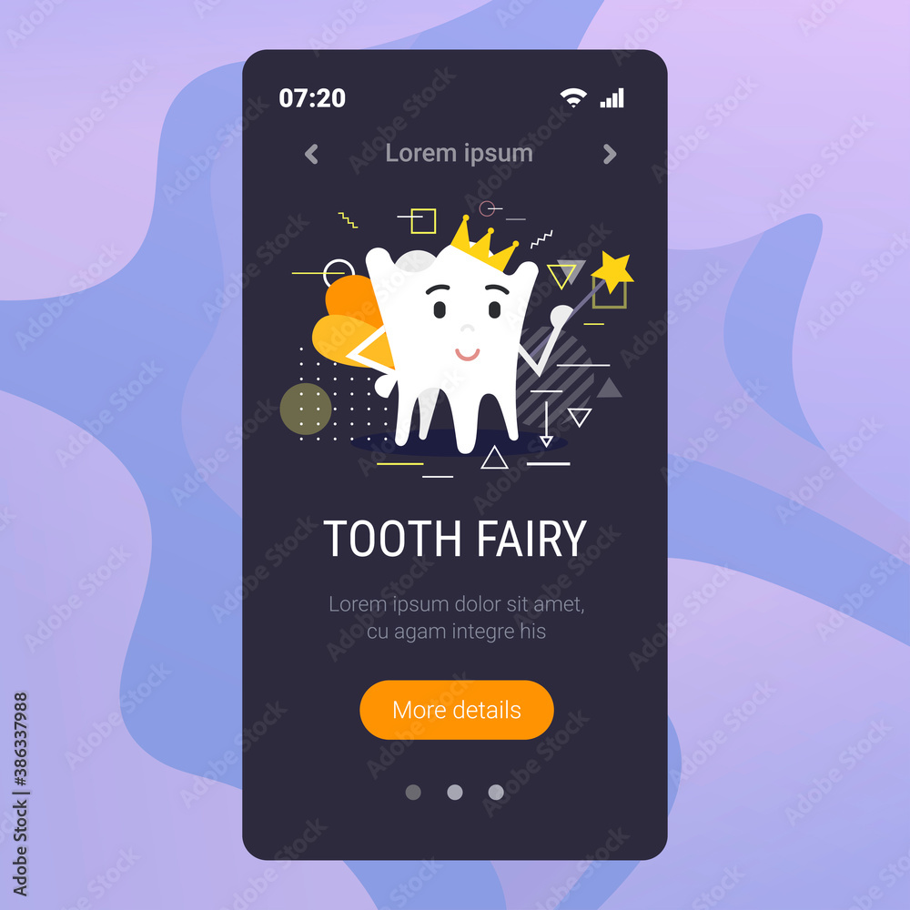 tooth fairy cute personage with magic wand oral dental hygiene concept ...