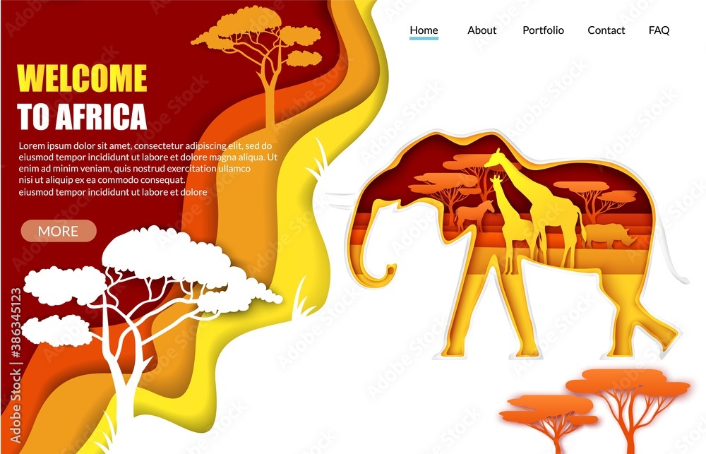 Welcome to Africa vector website template, landing page design for ...
