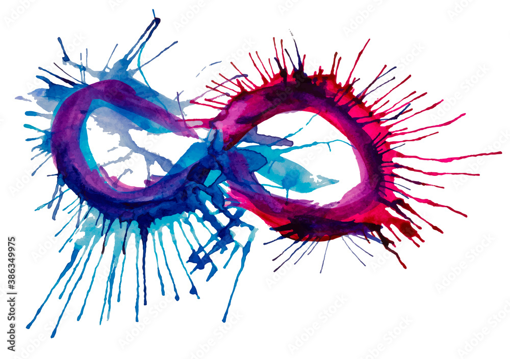 Abstract hand drawn watercolor infinity sign isolated on white ...