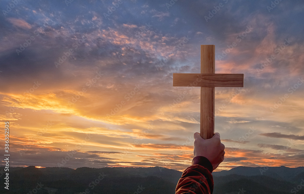 Christian, Christianity, Religion copy space background. Human praying ...