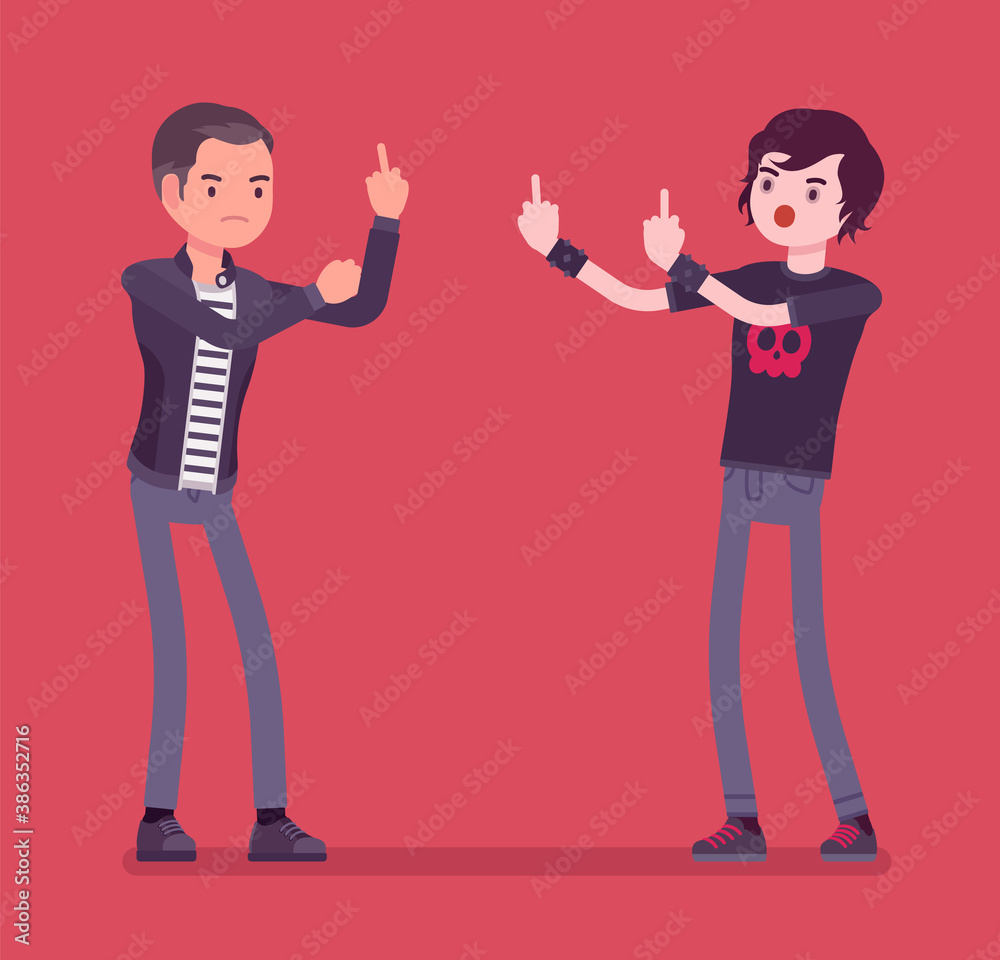 Conflict of interest for young hooligans, heated argument and ...